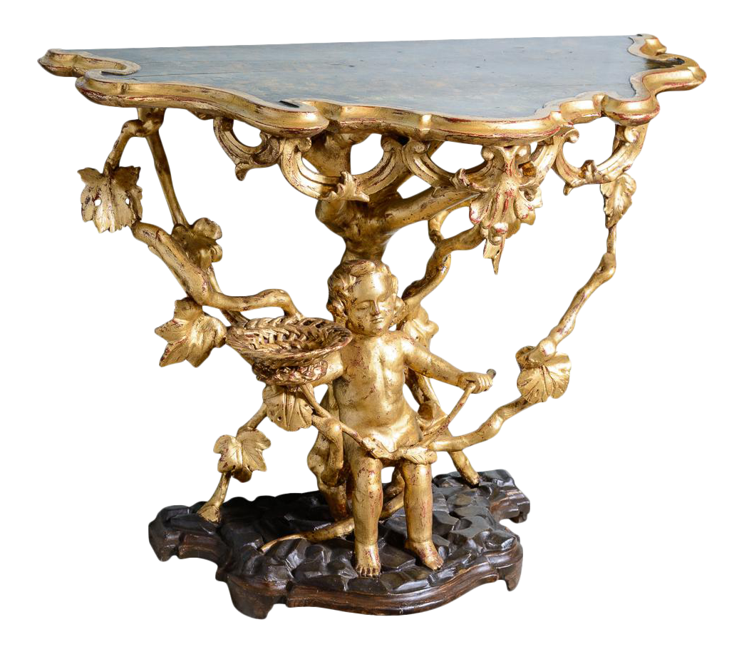 Antique French Gilt Putti Console Table – The Elephant's Foot Antiques ...